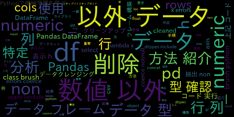 PandasのDataFrameで数値以外のデータを削除 データクレンジングのステップバイステップガイド ｜ 自作で機械学習モデル・AIの使い方を学ぶ