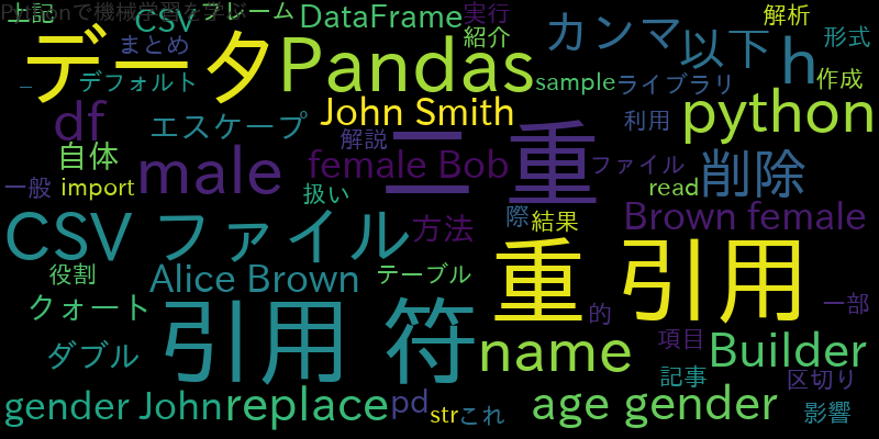 Pandasで二重引用符(ダブルクォート Double Quotes )を正しく扱う方法 | 自作で機械学習モデル・aiの使い方を学ぶ