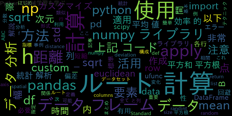 「pandasでルート計算を使いこなす」：データ分析の幅を広げるテクニック ｜ 自作で機械学習モデル・aiの使い方を学ぶ 