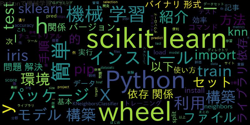 scikit-learnのwheelで環境構築を簡単に!Python機械学習の始め方 | 自作で機械学習モデル・AIの使い方を学ぶ scikit-learnのwheelで環境構築を簡単に!Python機械学習の始め方 | 自作で機械学習モデル・AIの使い方を学ぶ