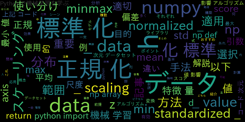 Numpyを使ったデータの正規化と標準化の違いと使い分け | 自作で機械学習モデル・aiの使い方を学ぶ