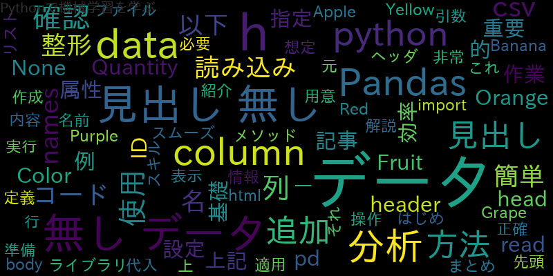 【python】データ分析の前処理！pandasを使った見出し無しデータの読み込み ｜ 自作で機械学習モデル・aiの使い方を学ぶ 